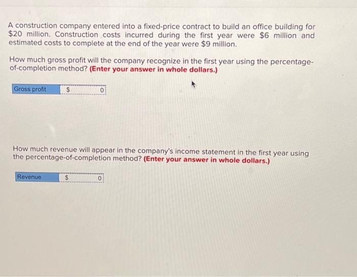 Solved A construction company entered into a fixed-price | Chegg.com