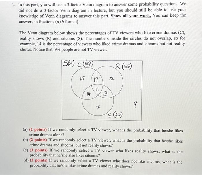 Solved In this part, you will use a 3-factor Venn diagram to | Chegg.com