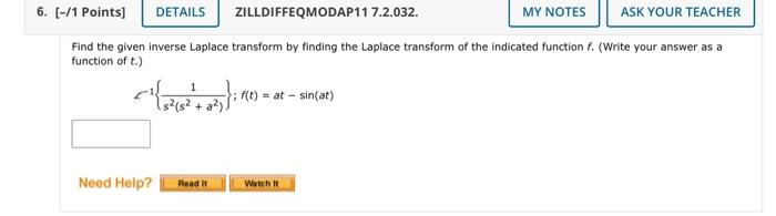 Solved Find the given inverse Laplace transform by finding | Chegg.com