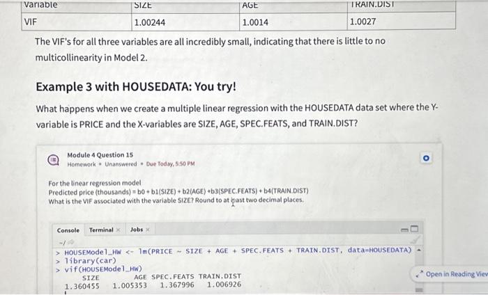 The VIF's for all three variables are all incredibly | Chegg.com