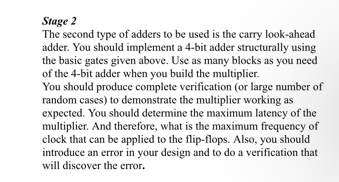 Solved Stage 2The second type of adders to be used is the | Chegg.com