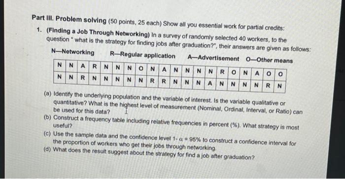 Solved Part III. Problem solving (50 points, 25 each) Show | Chegg.com