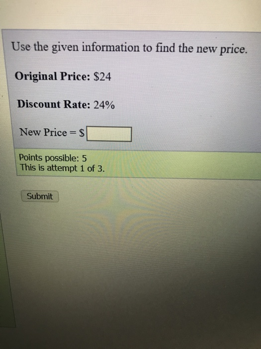Solved Use the given information to find the new price. | Chegg.com
