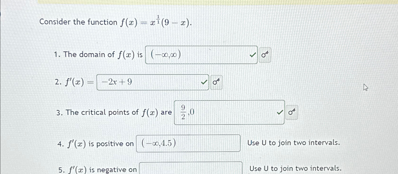 Solved Consider the function f(x)=x11(9-x).The domain of | Chegg.com