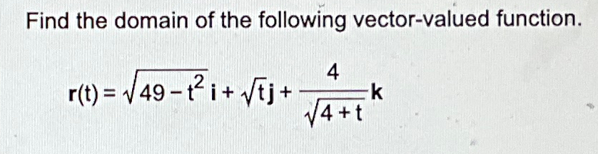 Solved Find the domain of the following vector-valued | Chegg.com