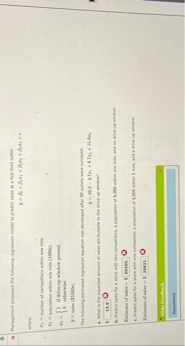 Solved Management proposed the following regression model to | Chegg.com