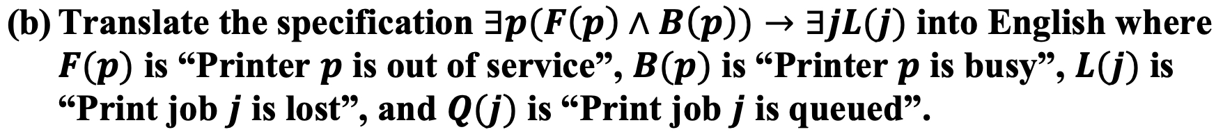 Solved (b) ﻿Translate the specification | Chegg.com