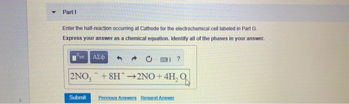 Solved Part 1 Enter the half-reaction occurring at Cathode | Chegg.com
