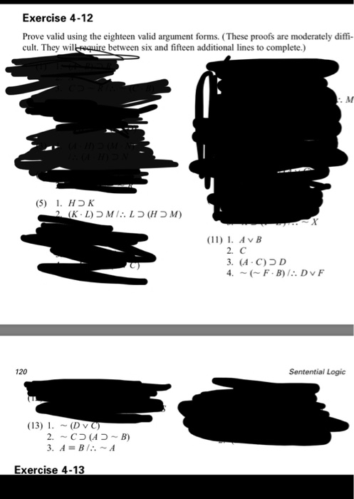 Solved Exercise 4-12 Prove valid using the eighteen valid | Chegg.com