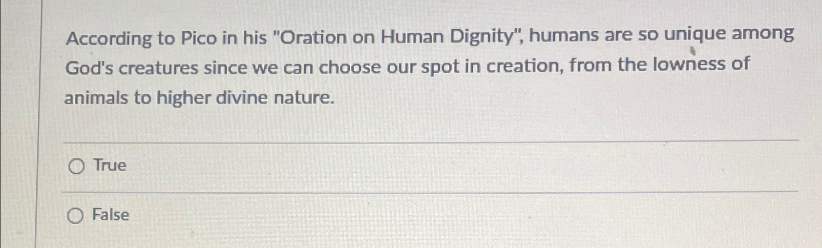 Solved According to Pico in his "Oration on Human Dignity", | Chegg.com