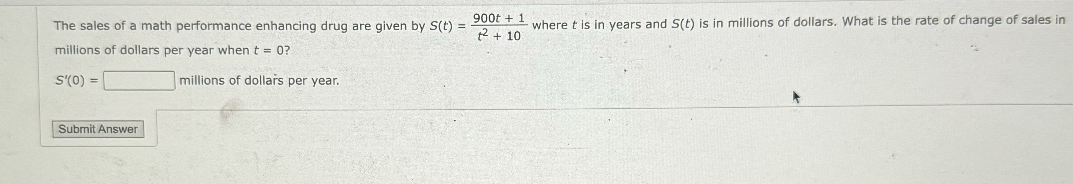 Solved The sales of a math performance enhancing drug are | Chegg.com