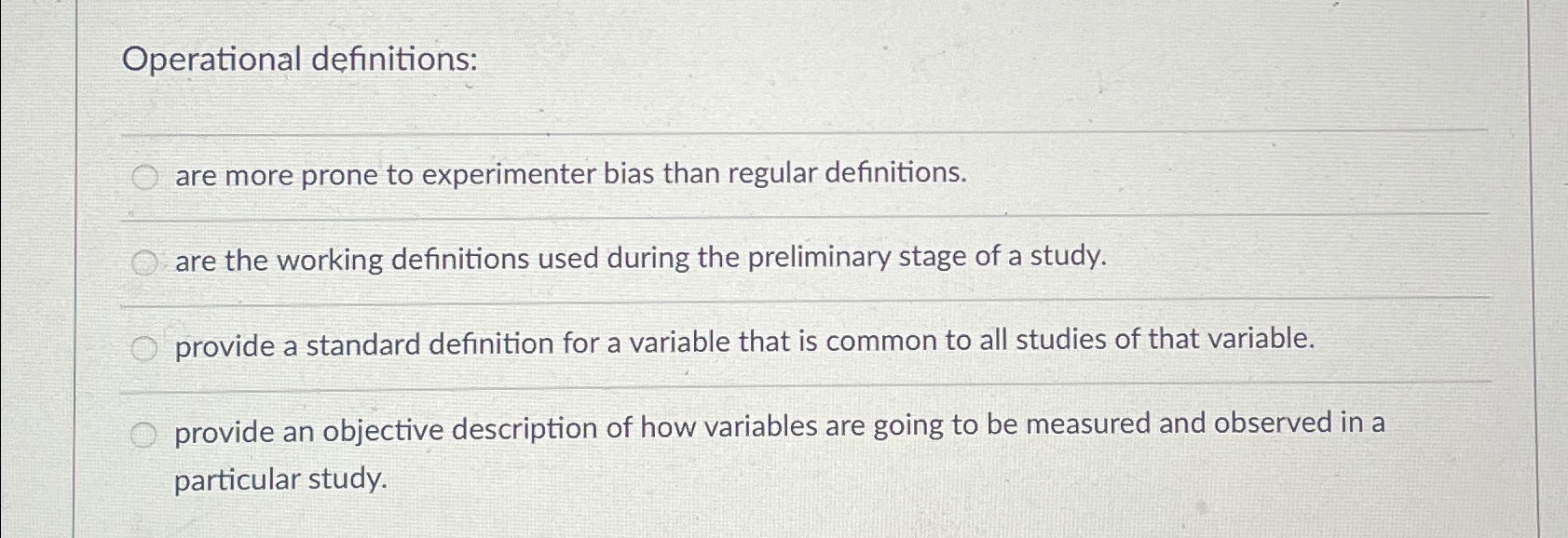 Solved Operational definitions:are more prone to | Chegg.com