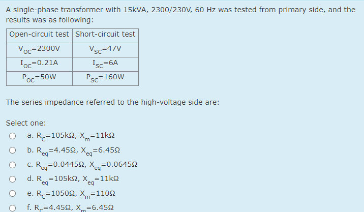 Solved A single-phase transformer with | Chegg.com