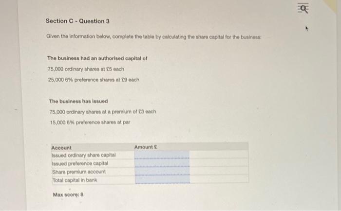 Solved Section C Question 3 Given The Information Below