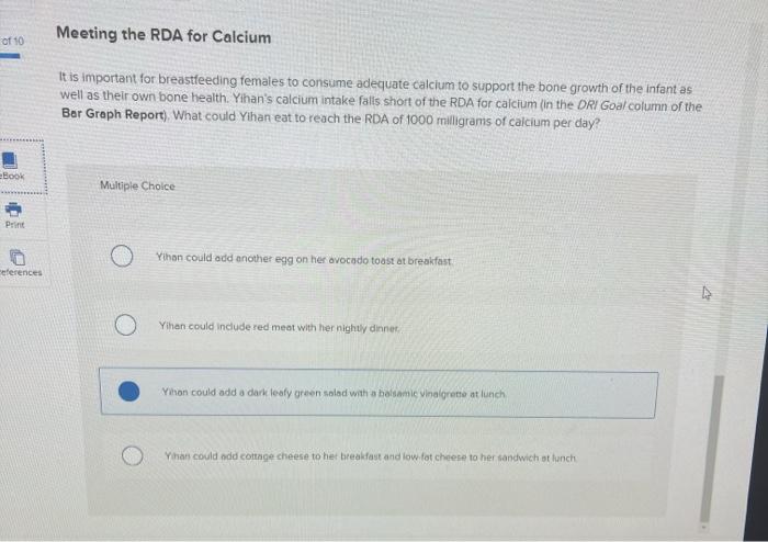 Solved Meeting the RDA for Calcium of 10 It is important for | Chegg.com
