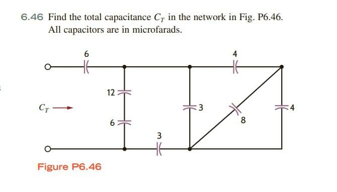 Solved 6.46 Find the total capacitance CT in the network in | Chegg.com