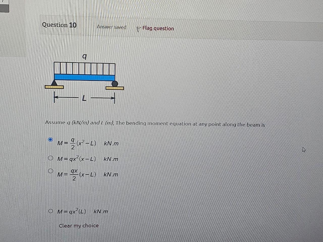 Solved Question 10Answer savedFlag questionAssume q(kNm) | Chegg.com