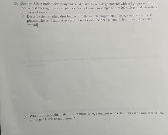 Solved 2) (Section 8.2) A nationwide study indicated that | Chegg.com