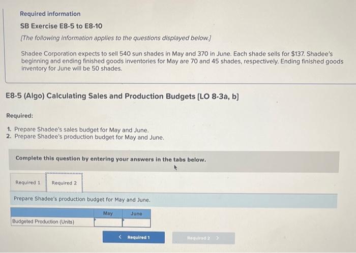 Solved Required information SB Exercise E8-5 to E8-10 [The | Chegg.com
