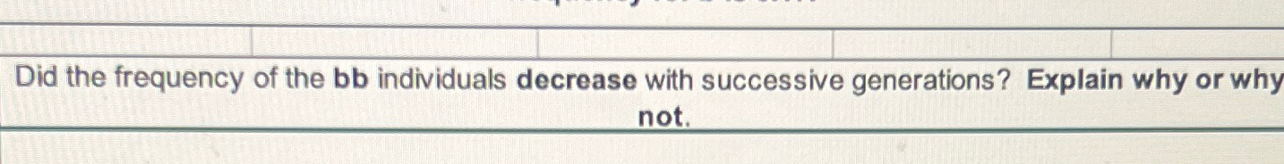 Solved Did the frequency of the bb individuals decrease with | Chegg.com