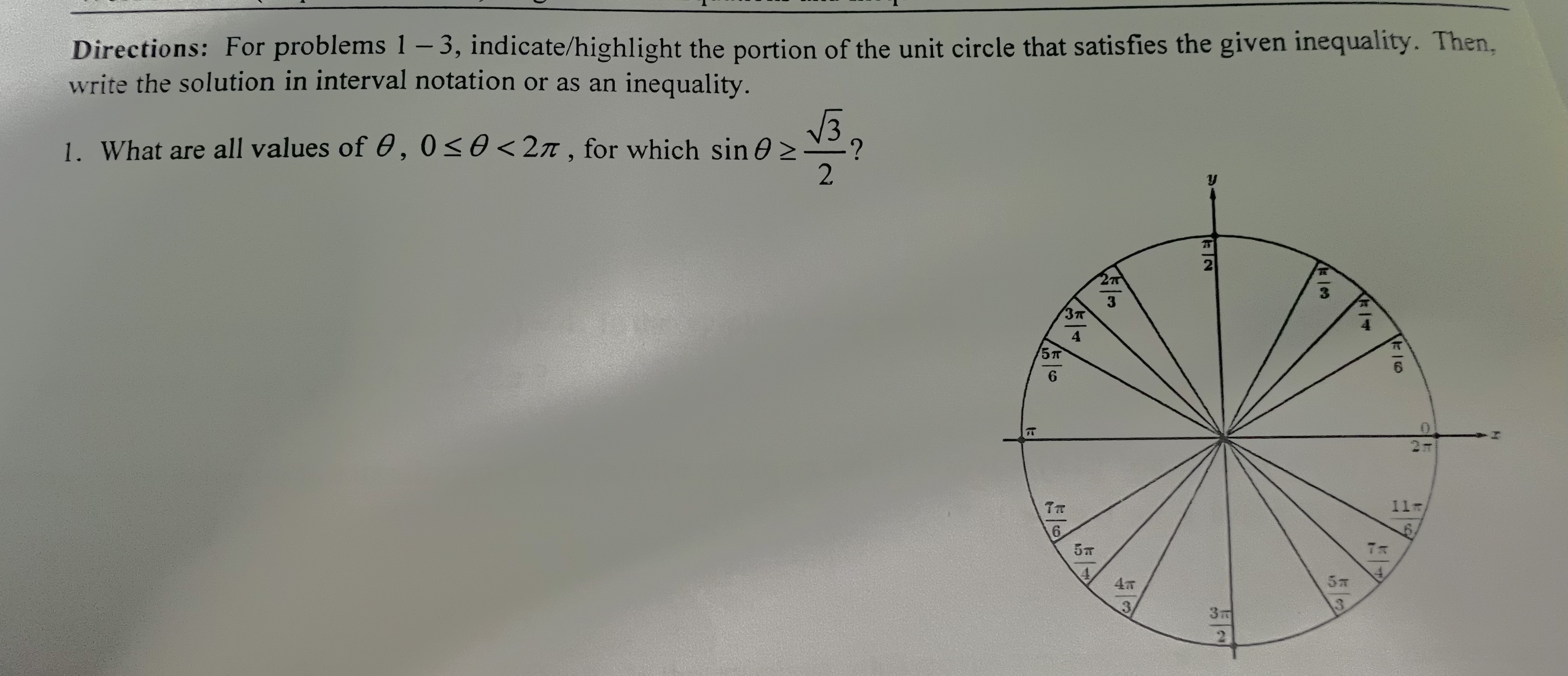 Solved Directions: For problems 1-3, ﻿indicate/highlight the | Chegg.com