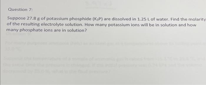 Solved Suppose 27.8 g of potassium phosphide (K3P) are | Chegg.com