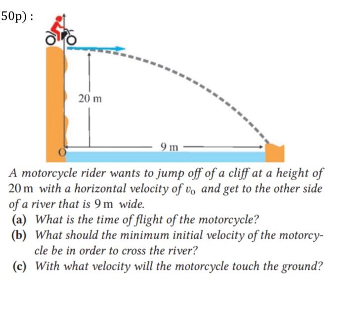 Solved A motorcycle rider wants to jump off of a cliff at a | Chegg.com