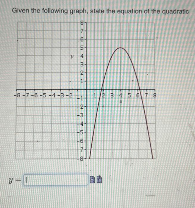 Solved Given the following graph. state the equation of the | Chegg.com