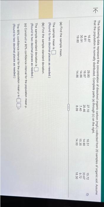 Solved The following data represent the concentration of | Chegg.com