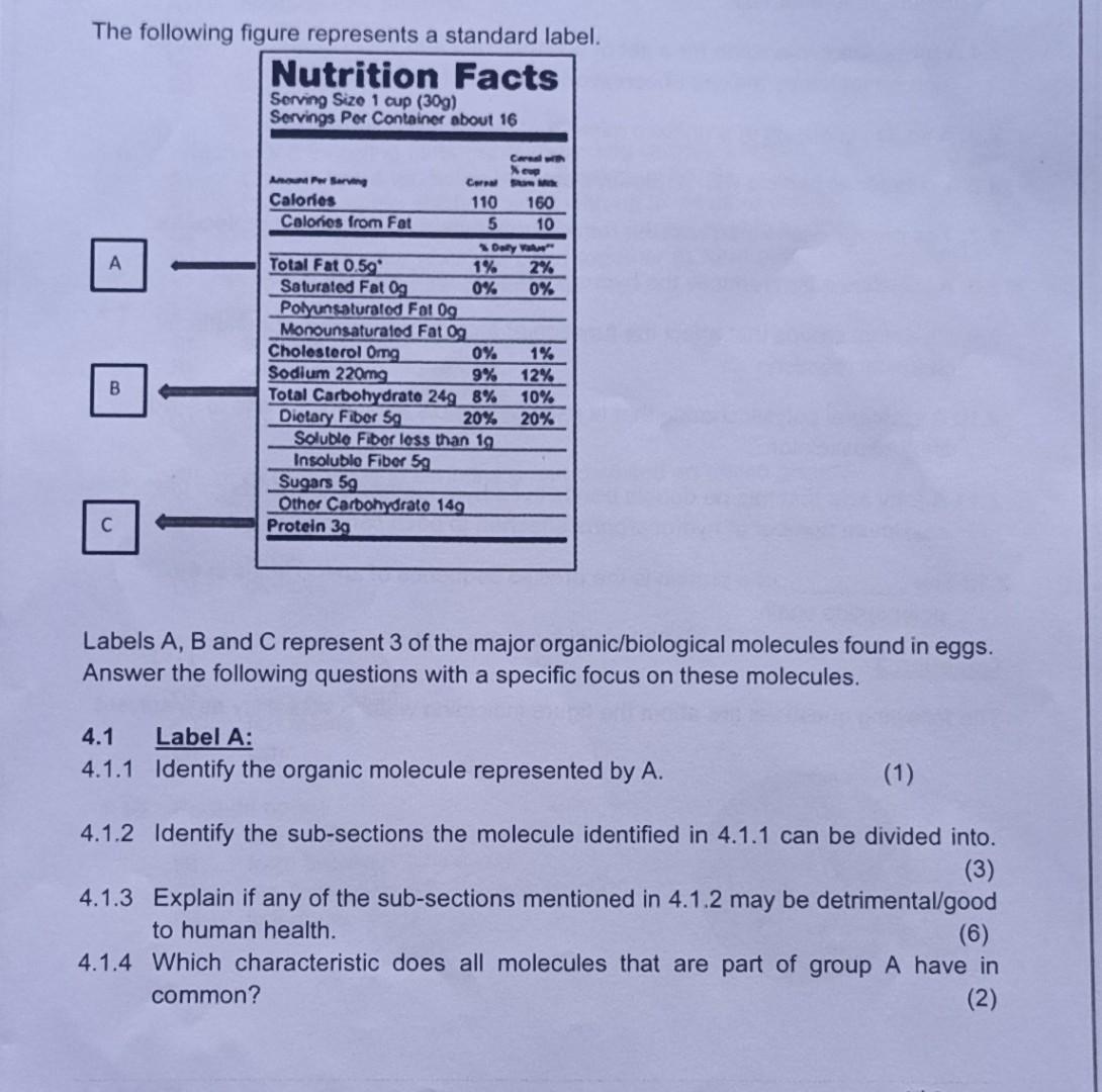 Solved The following figure represents a standard label. A B | Chegg.com