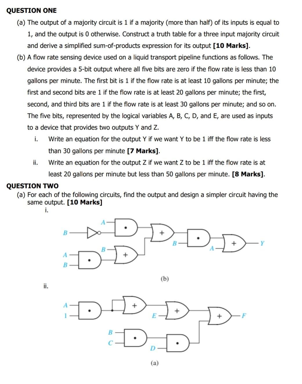 Solved QUESTION ONE (a) The output of a majority circuit is | Chegg.com Solved QUESTION ONE (a) The output of a majority circuit is | Chegg.com