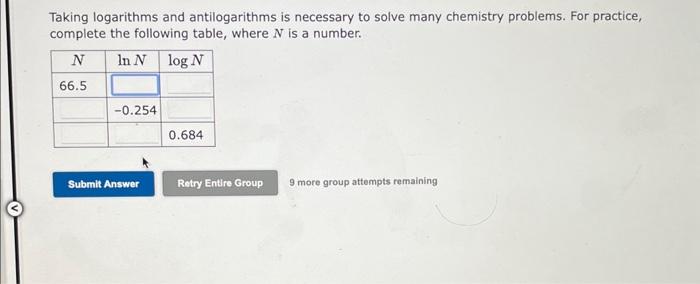 Solved Taking logarithms and antilogarithms is necessary to | Chegg.com