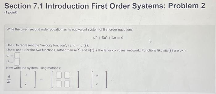 Solved Section 7 1 Introduction First Order Systems Problem