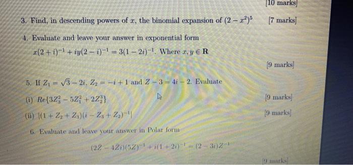 (10 marks 3. Find, in descending powers of x, the | Chegg.com