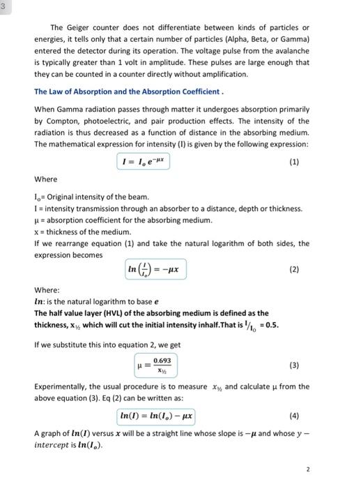 Solved DATA AND ANALYSIS: ABSORPTION OF GAMMA RAYS IN LEAD | Chegg.com