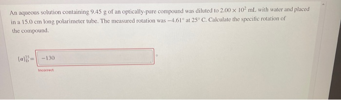 Solved An aqueous solution containing 9.45 g of an | Chegg.com