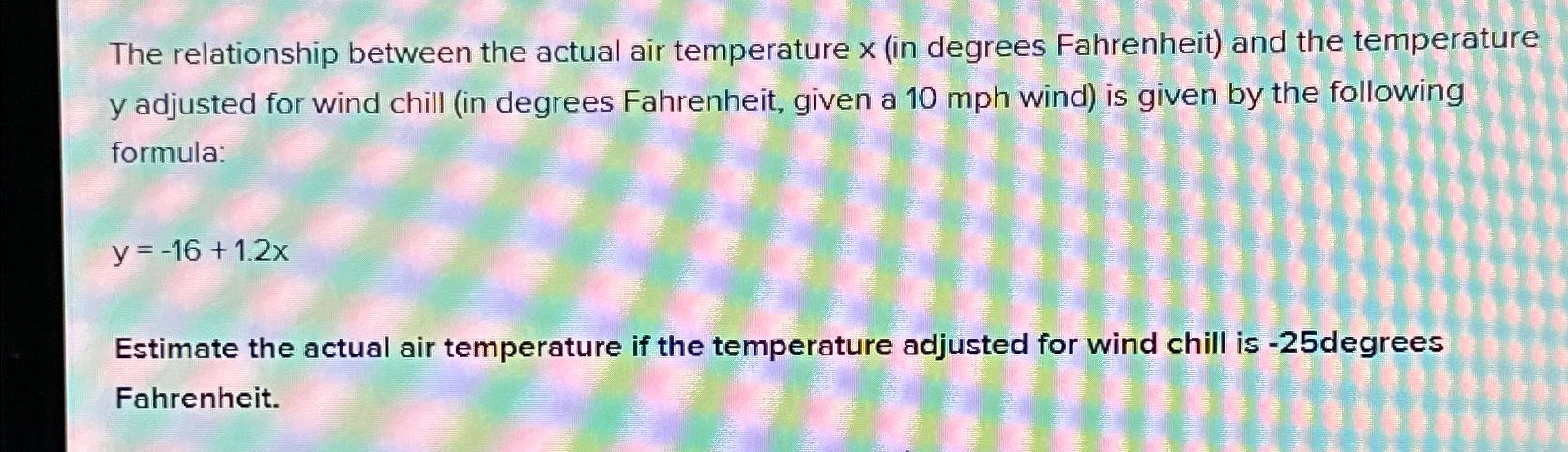 Solved The relationship between the actual air temperature | Chegg.com