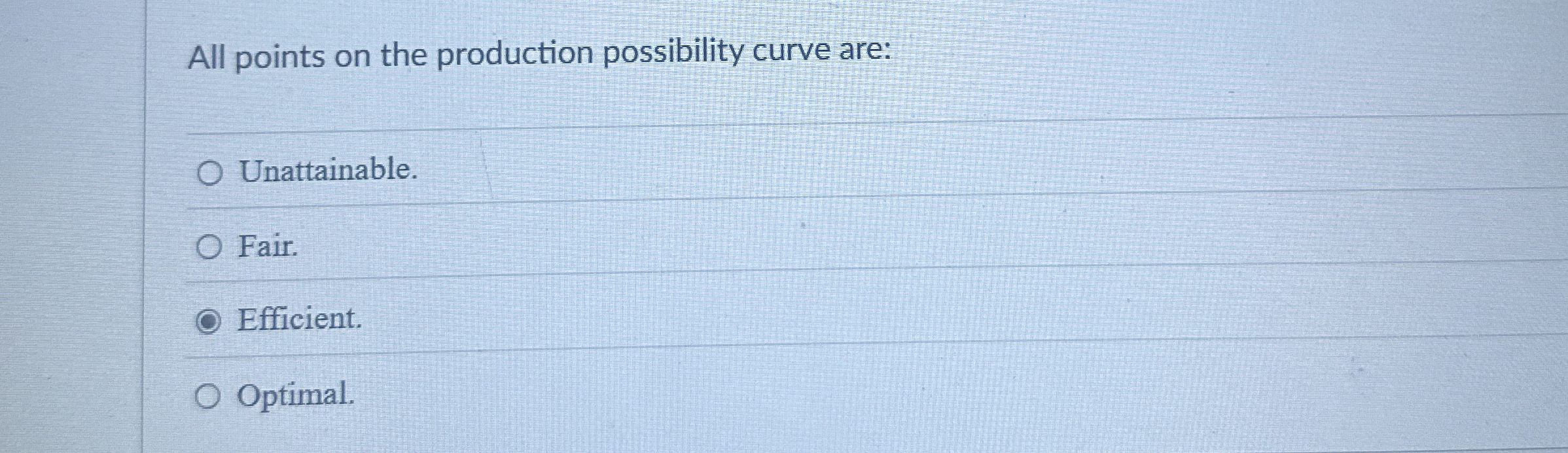 Solved All points on the production possibility curve | Chegg.com