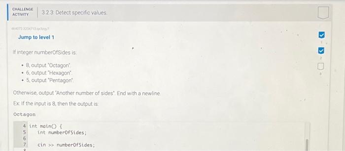 Jump to level 1 If integer numberofsides is: - 8, | Chegg.com