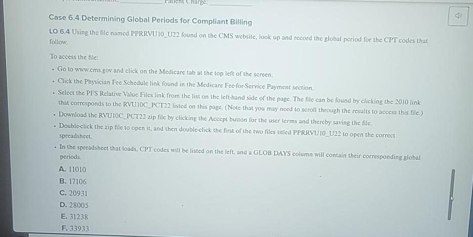 Solved Case 6.4 ﻿Determining Global Periods for Compliant | Chegg.com