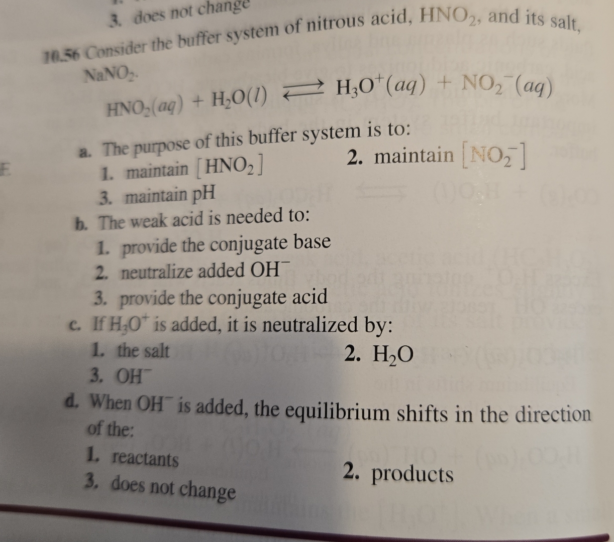 Solved 10.56 ﻿Consider the buffer system of nitrous acid, | Chegg.com
