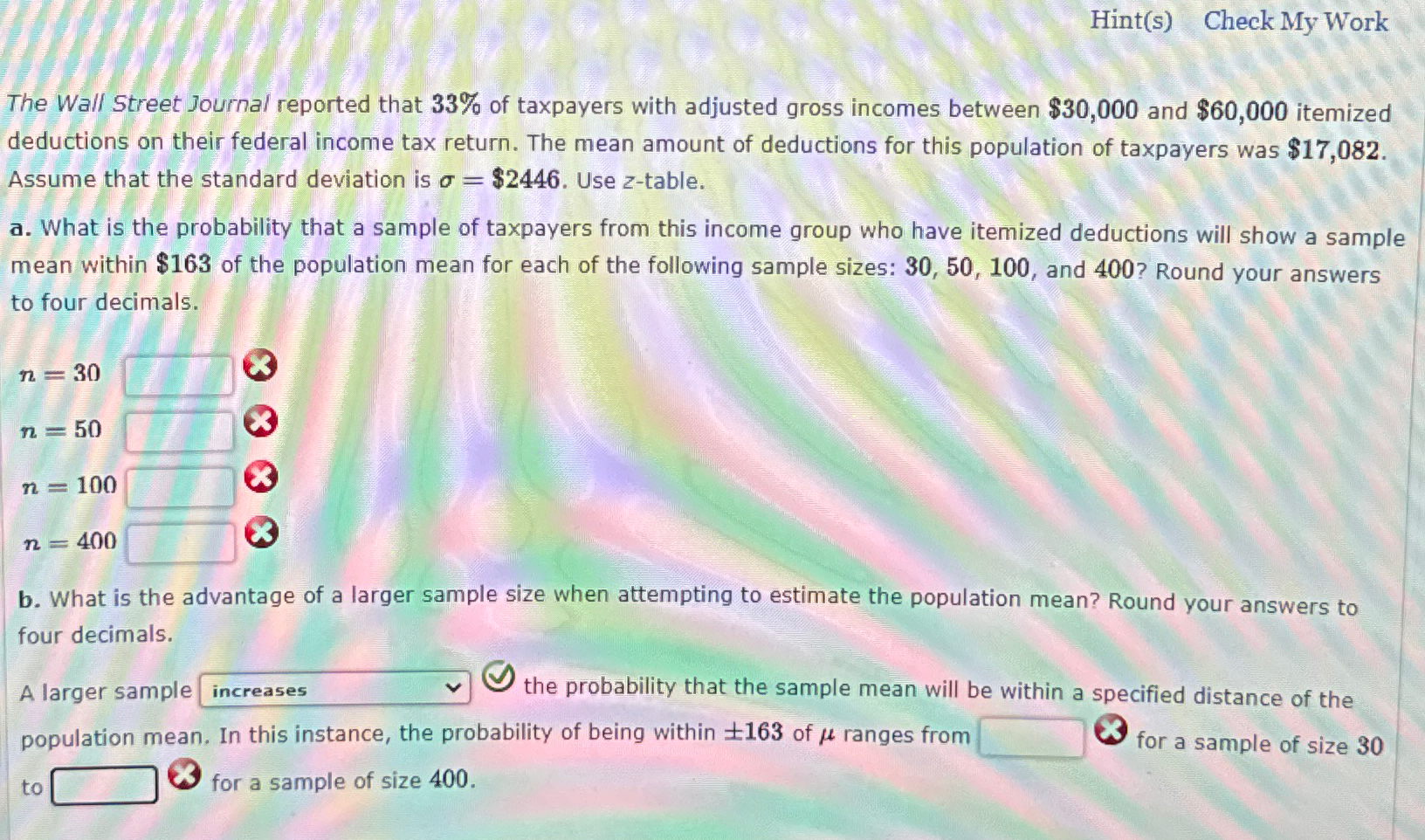 Solved Hint(s) ﻿Check My WorkThe Wall Street Journal | Chegg.com