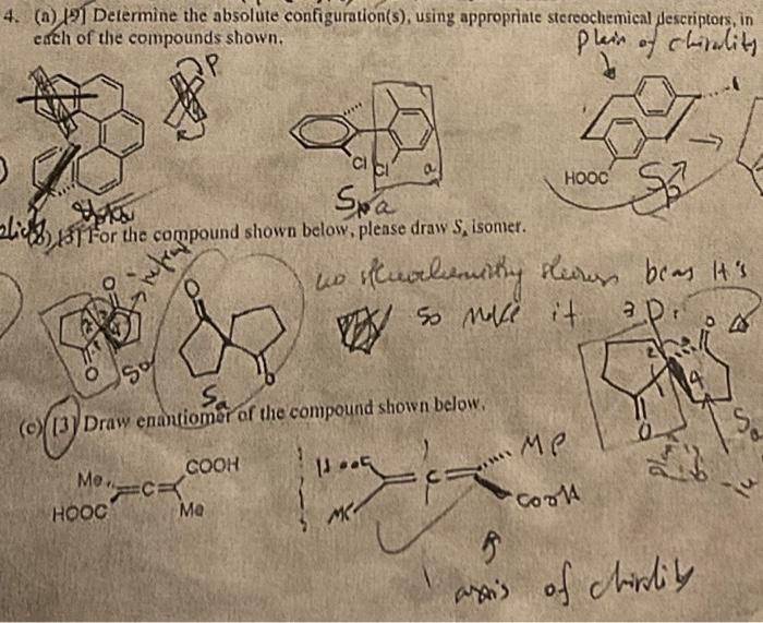 Solved 4. (a) 12] Determine the absolute configuration(s), | Chegg.com
