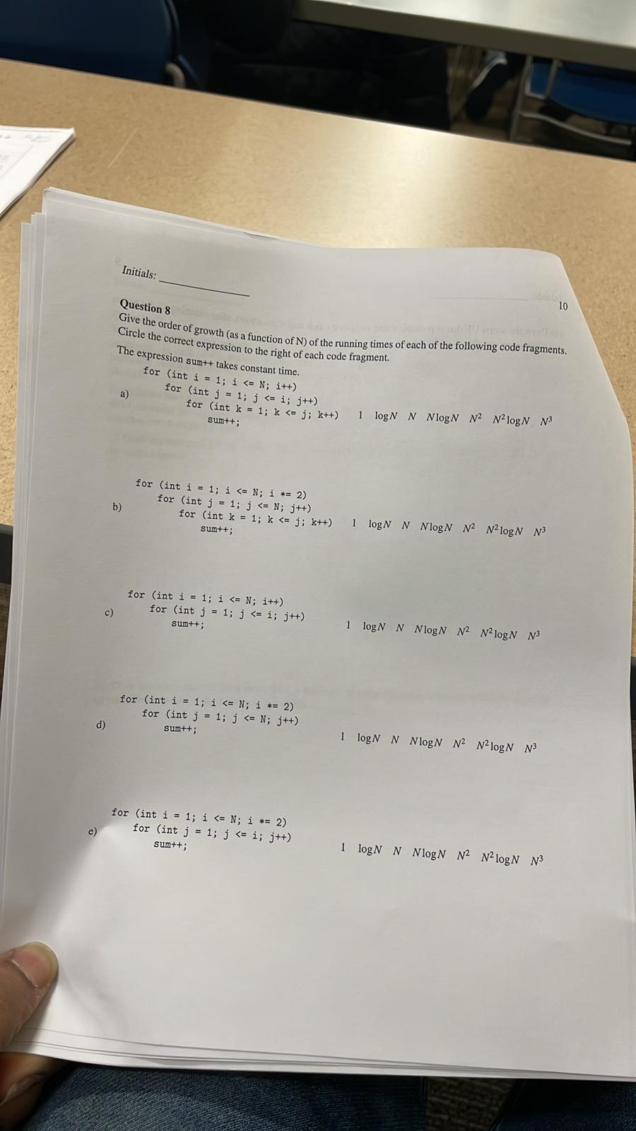 Solved Question 8Give the order of growth (as a function of | Chegg.com