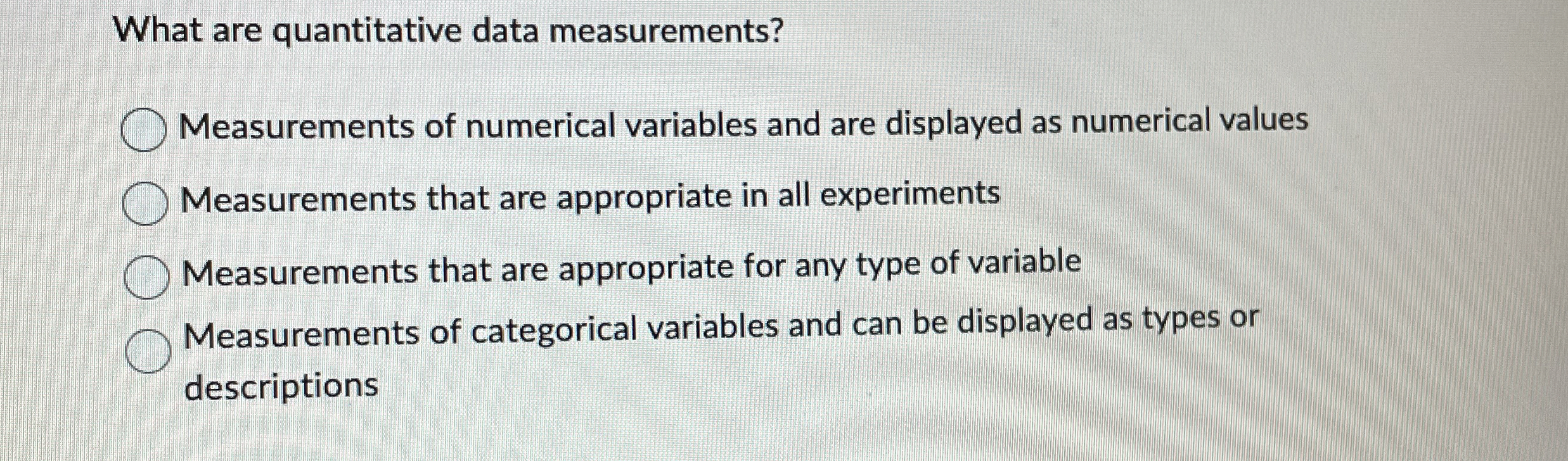 What are quantitative data measurements?Measurements | Chegg.com