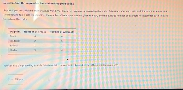 Solved 5. Computing the regression line and making | Chegg.com