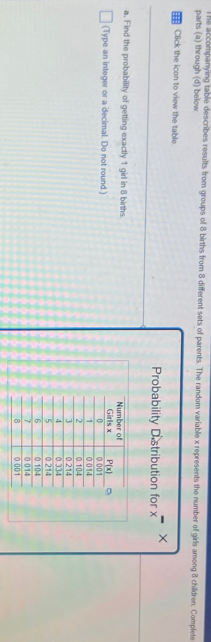 Solved The accompanying table describes results from groups | Chegg.com