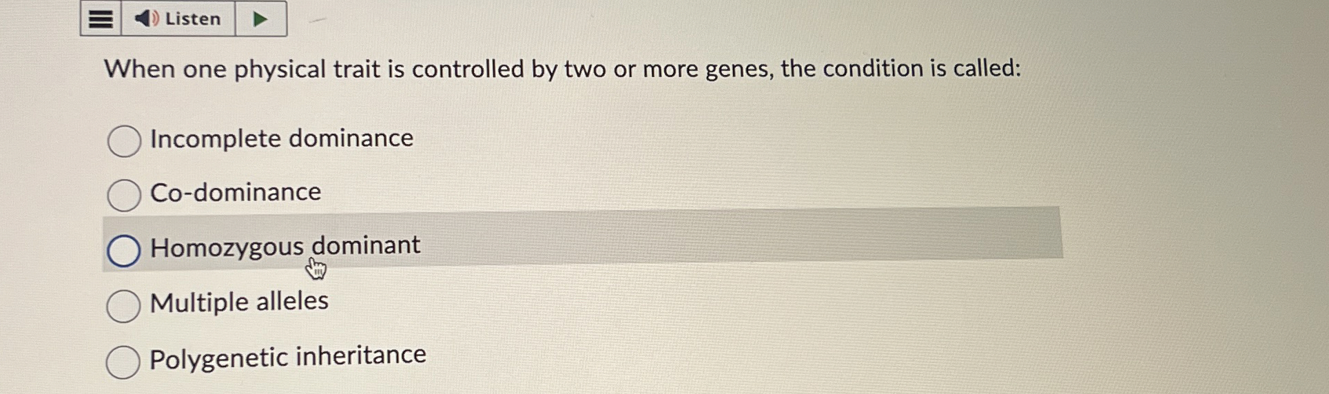 Solved When one physical trait is controlled by two or more | Chegg.com
