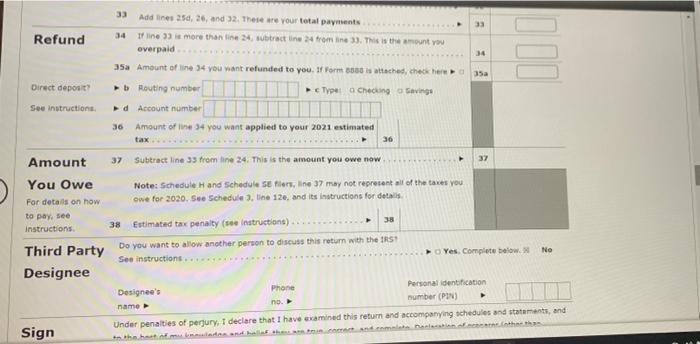 Instructions Form 1040 Schedule 1 2020 Tax Rate | Chegg.com