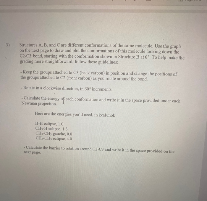 Solved Structures A, B, and C are different conformations of | Chegg.com